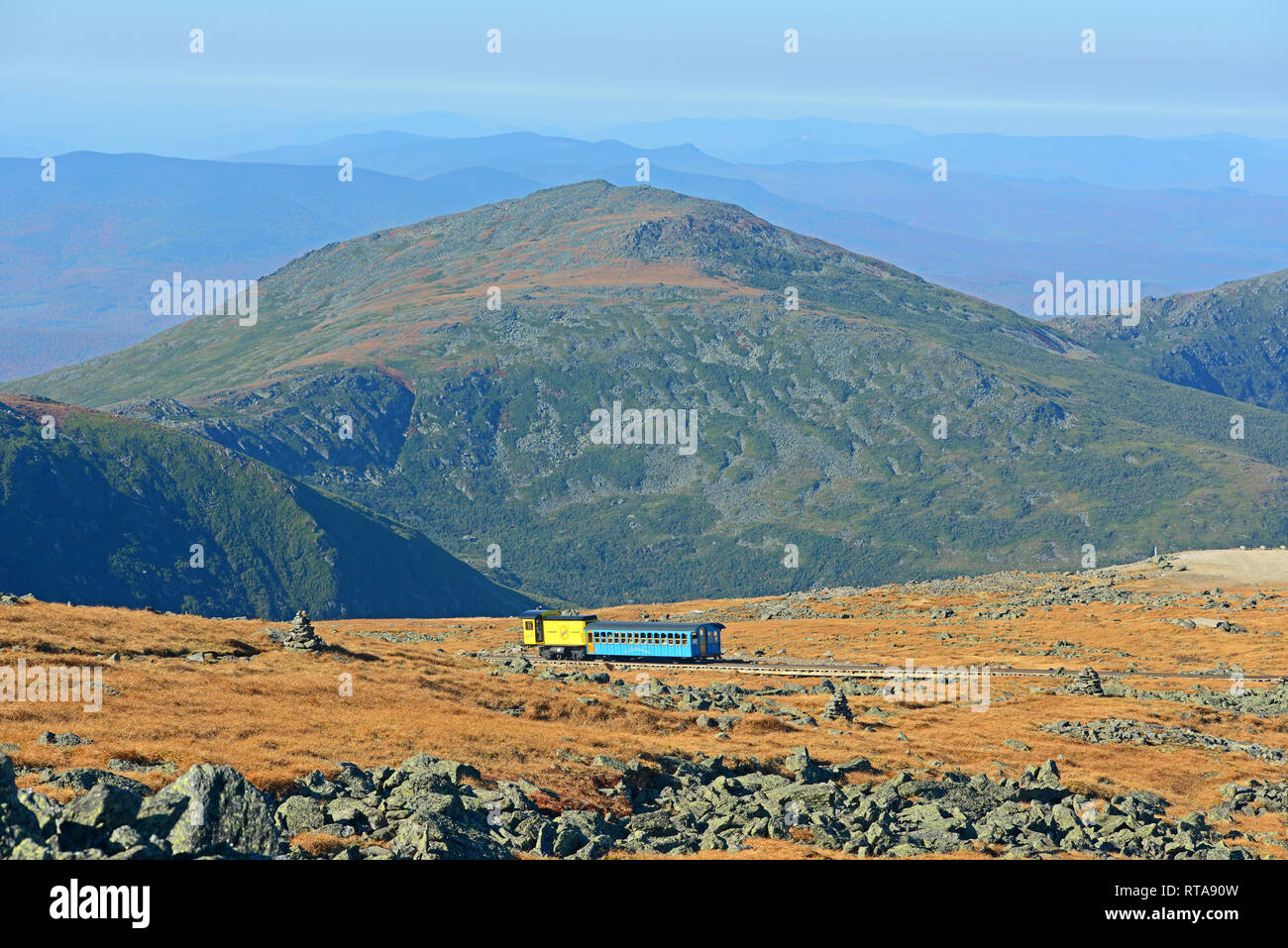 Mount Washington Cog Railroad at the top of Mount Washington in White ...