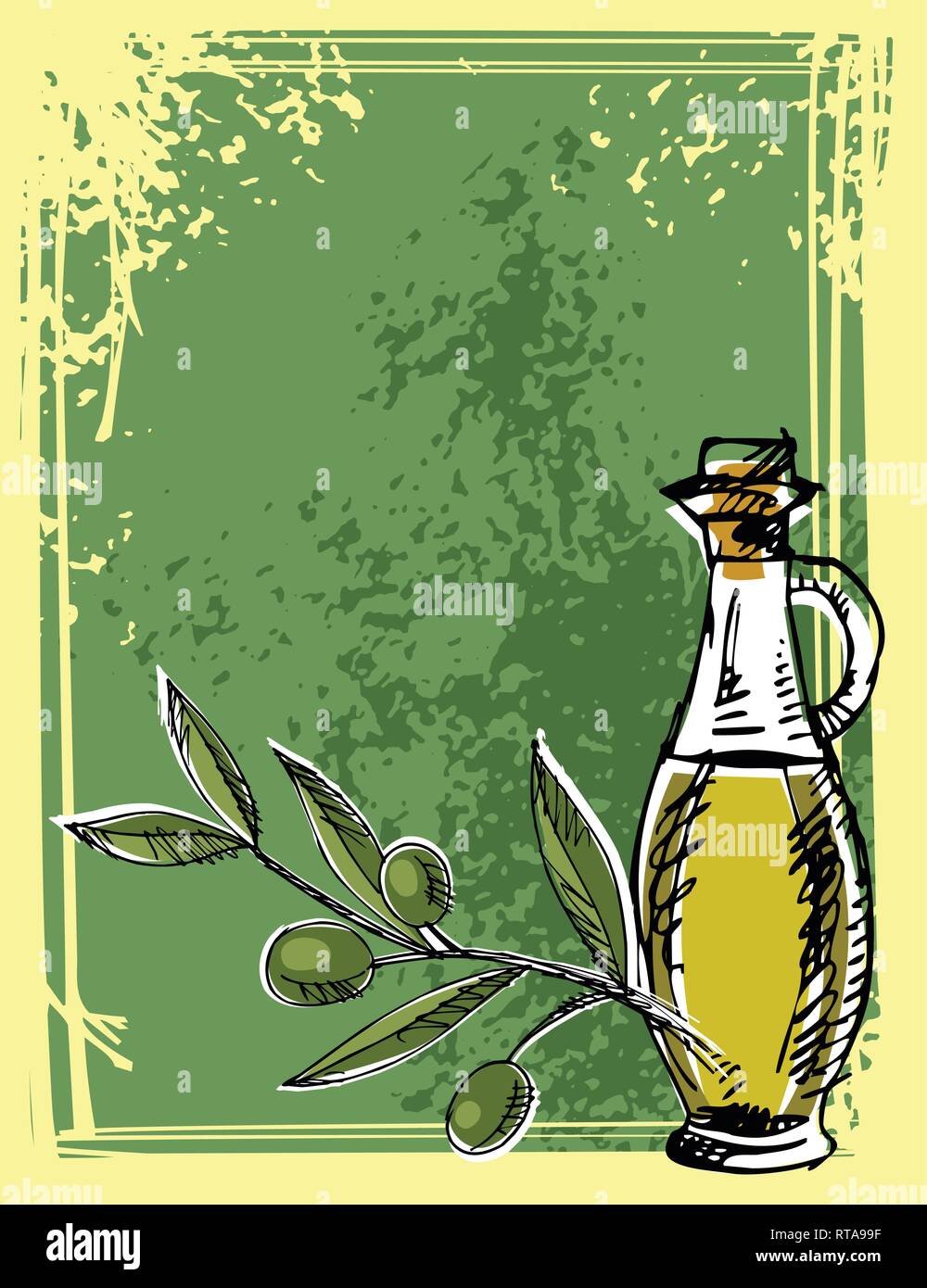 Bottle oil olives tree Stock Vector Images - Alamy