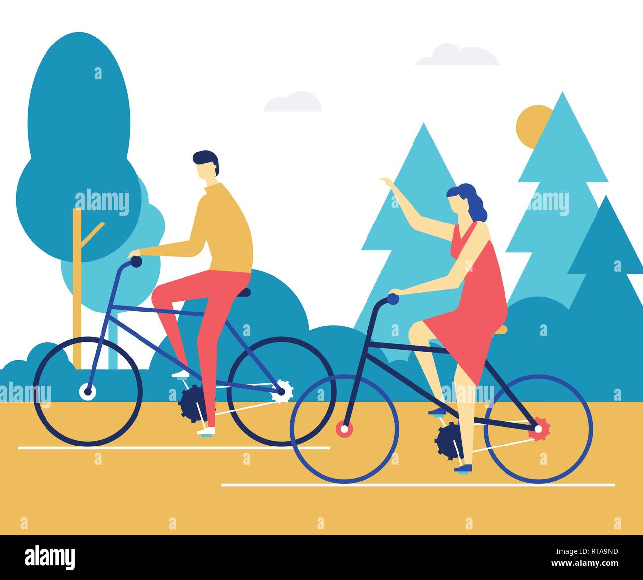 Town couple bicycle Stock Vector Images - Alamy