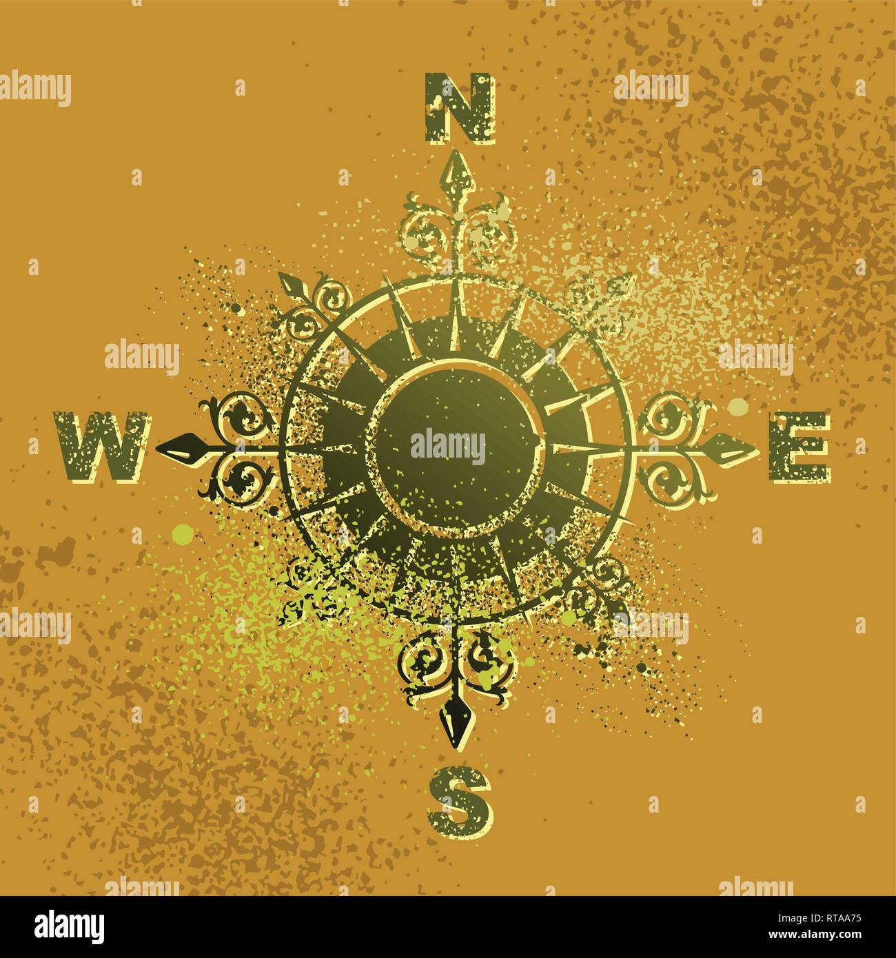 Compass antique map Stock Vector Images - Alamy