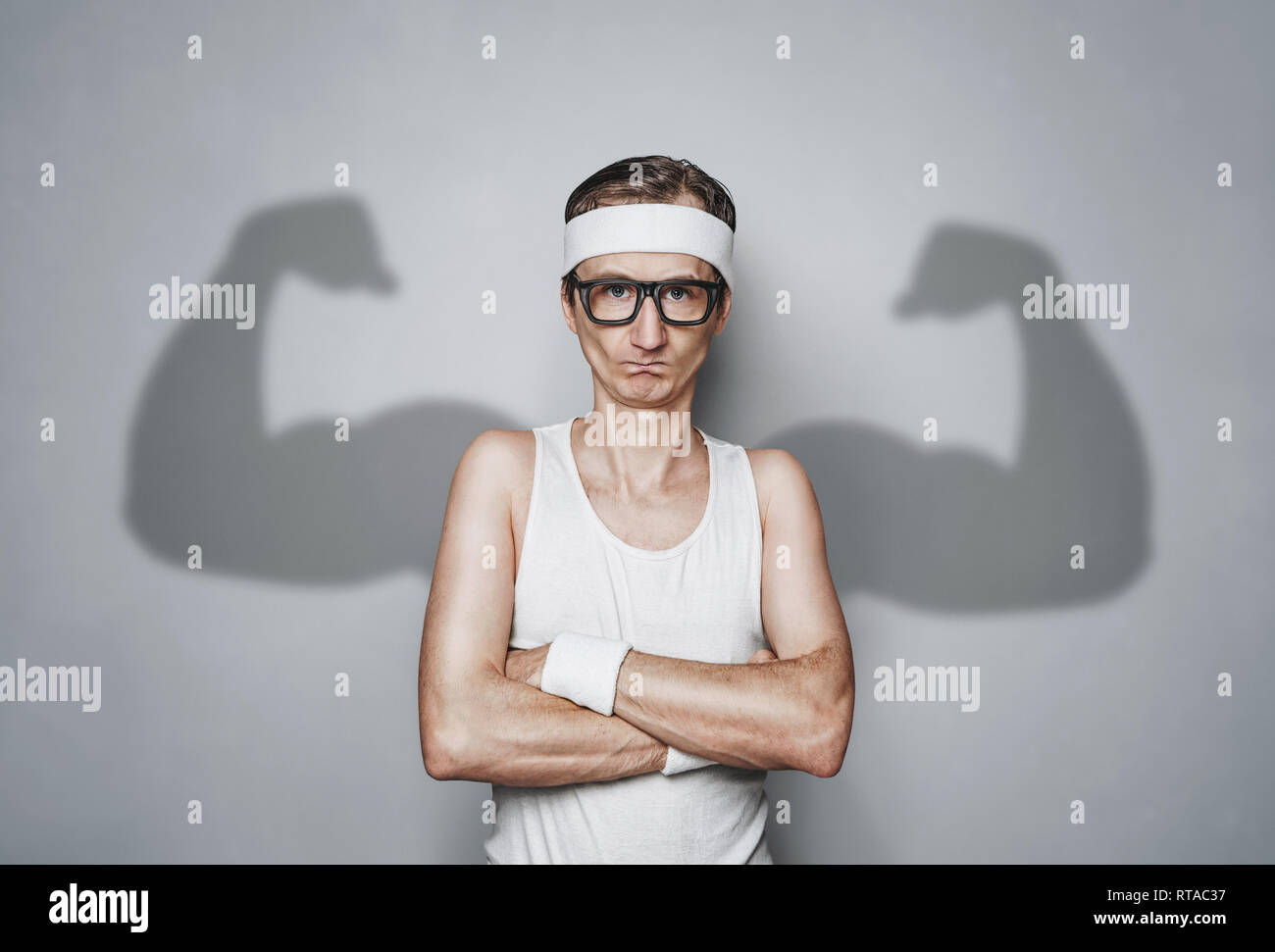 Nerd flexing arm hi-res stock photography and images - Alamy
