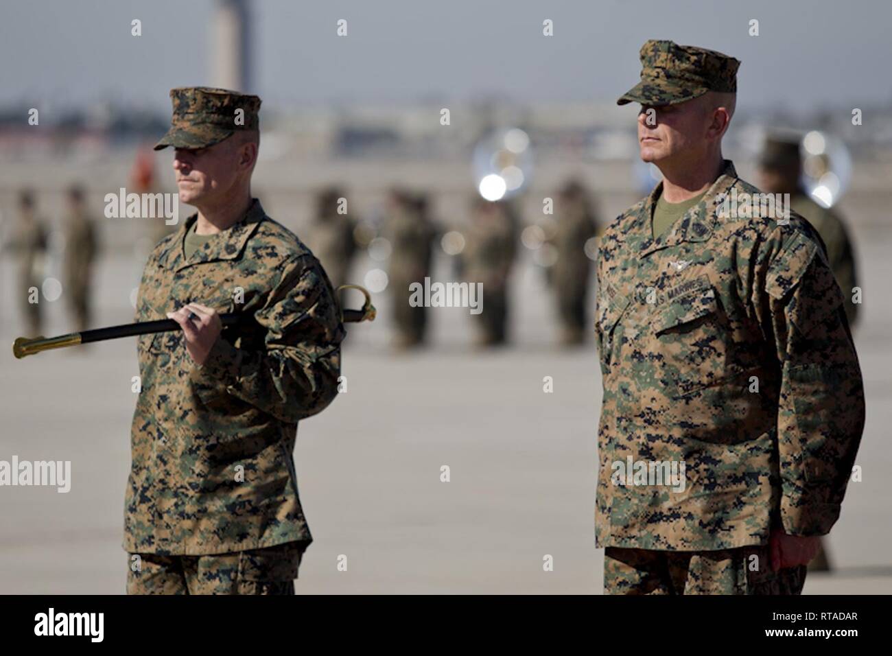 U.S. Marine Corps Sgt.Maj. Jerry J. Gomes (Left) and Sgt.Maj. Keith ...