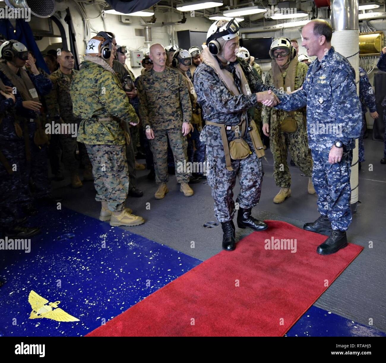 EAST CHINA SEA (Feb. 5, 2019) Capt. Colby Howard, commanding officer of ...