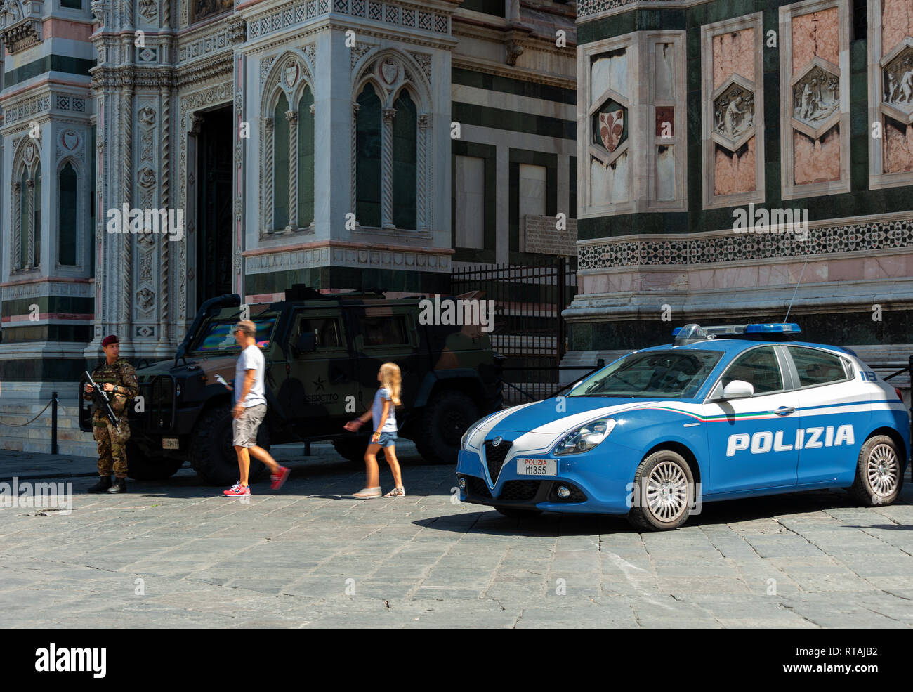 cathedral Santa Maria del Fiore and soldier of special unit of italian ...