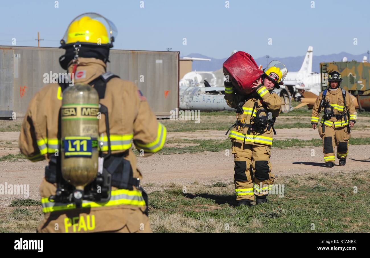 A U.S. Air Force firefighter with the 355th Civil Engineer Squadron ...