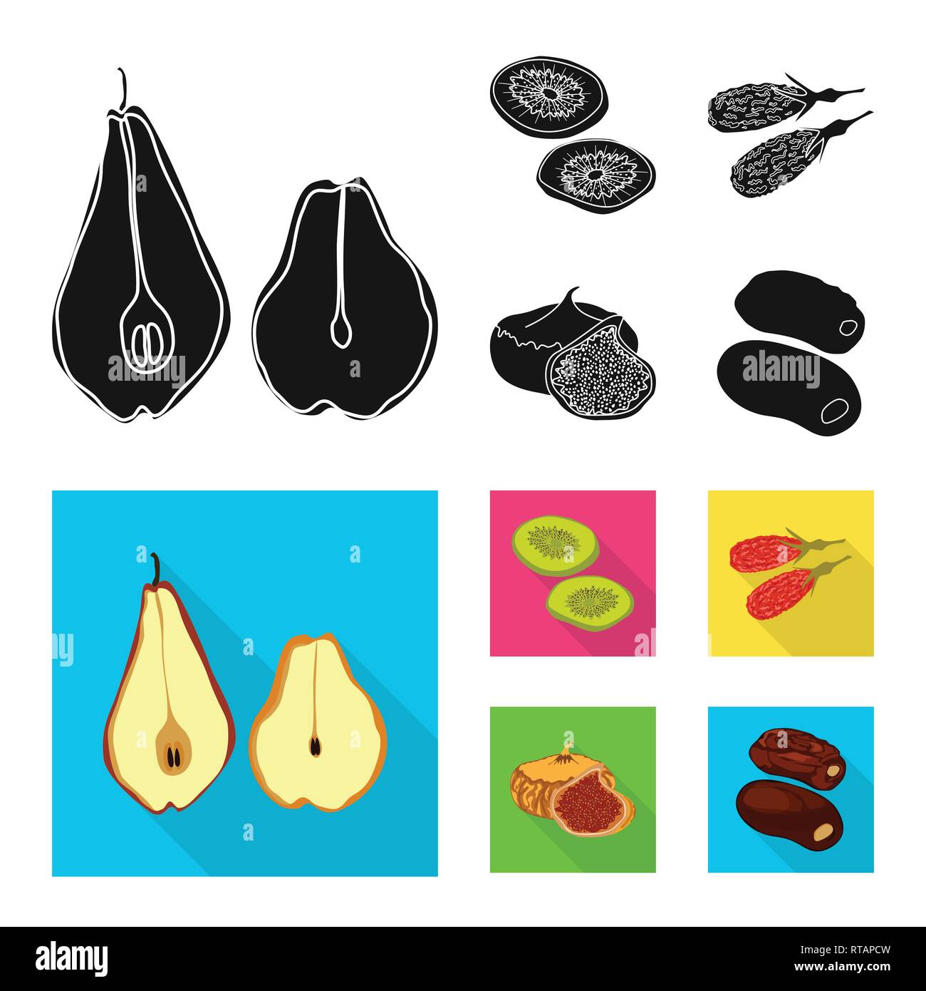 Vector design of food and raw symbol. Collection of food and nature ...