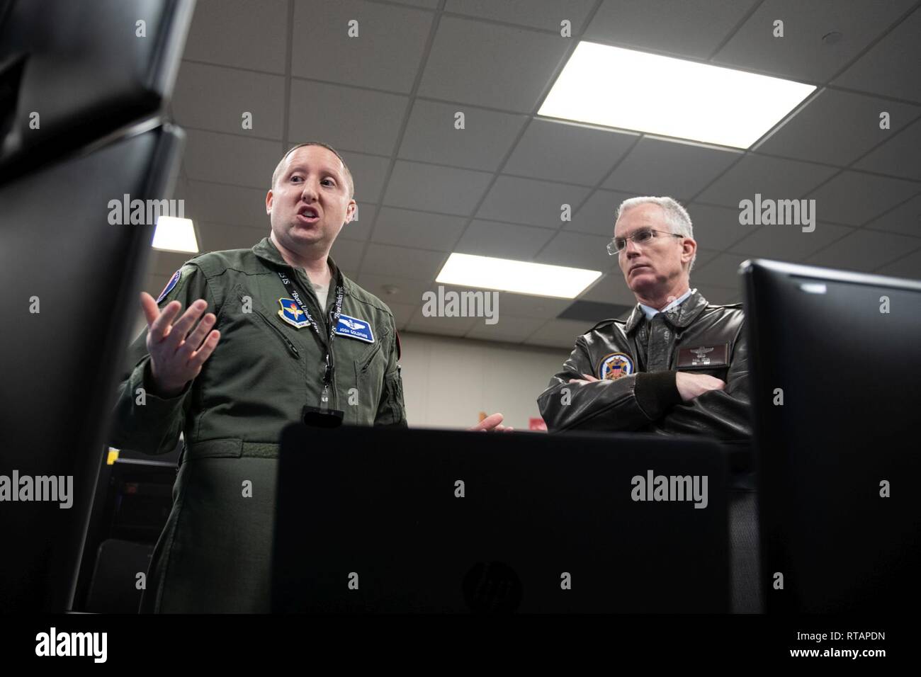 An Air Force 479th Operational Support Squadron member briefs Air Force ...