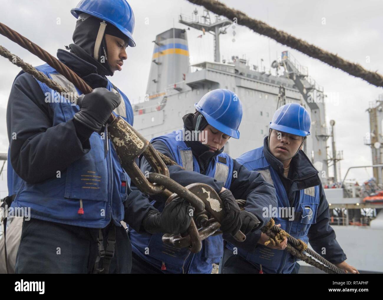 EAST CHINA SEA (Feb. 1, 2019) Boatswain’s Mate Seaman Chazz Lewis, from ...