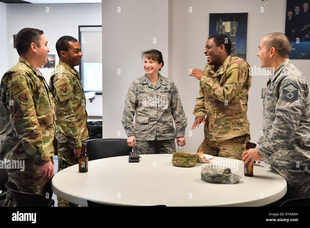 Col. Jennifer Grant, 50th Space Wing commander, talks with Airmen ...