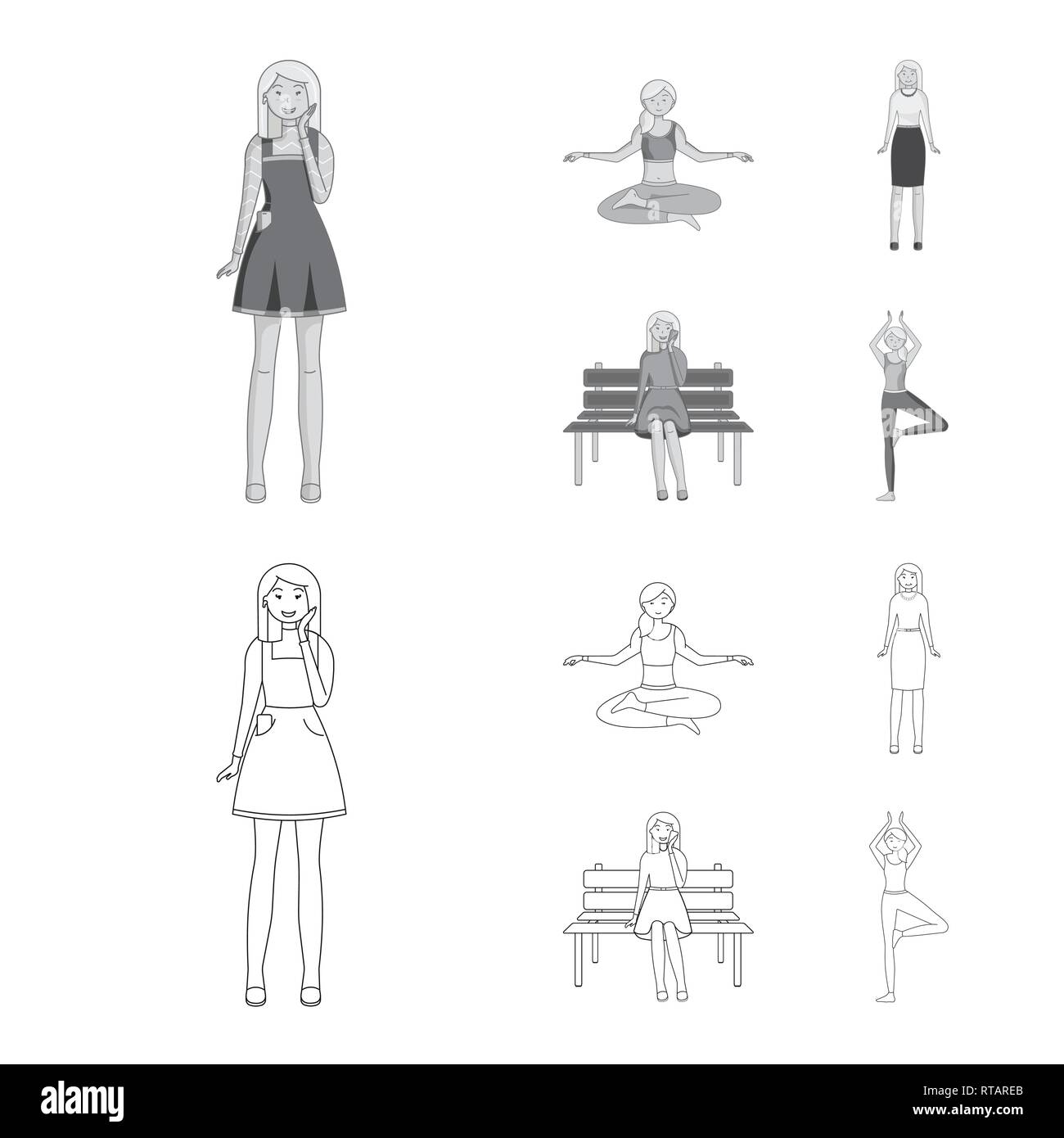 Vector illustration of posture and mood logo. Collection of posture and ...