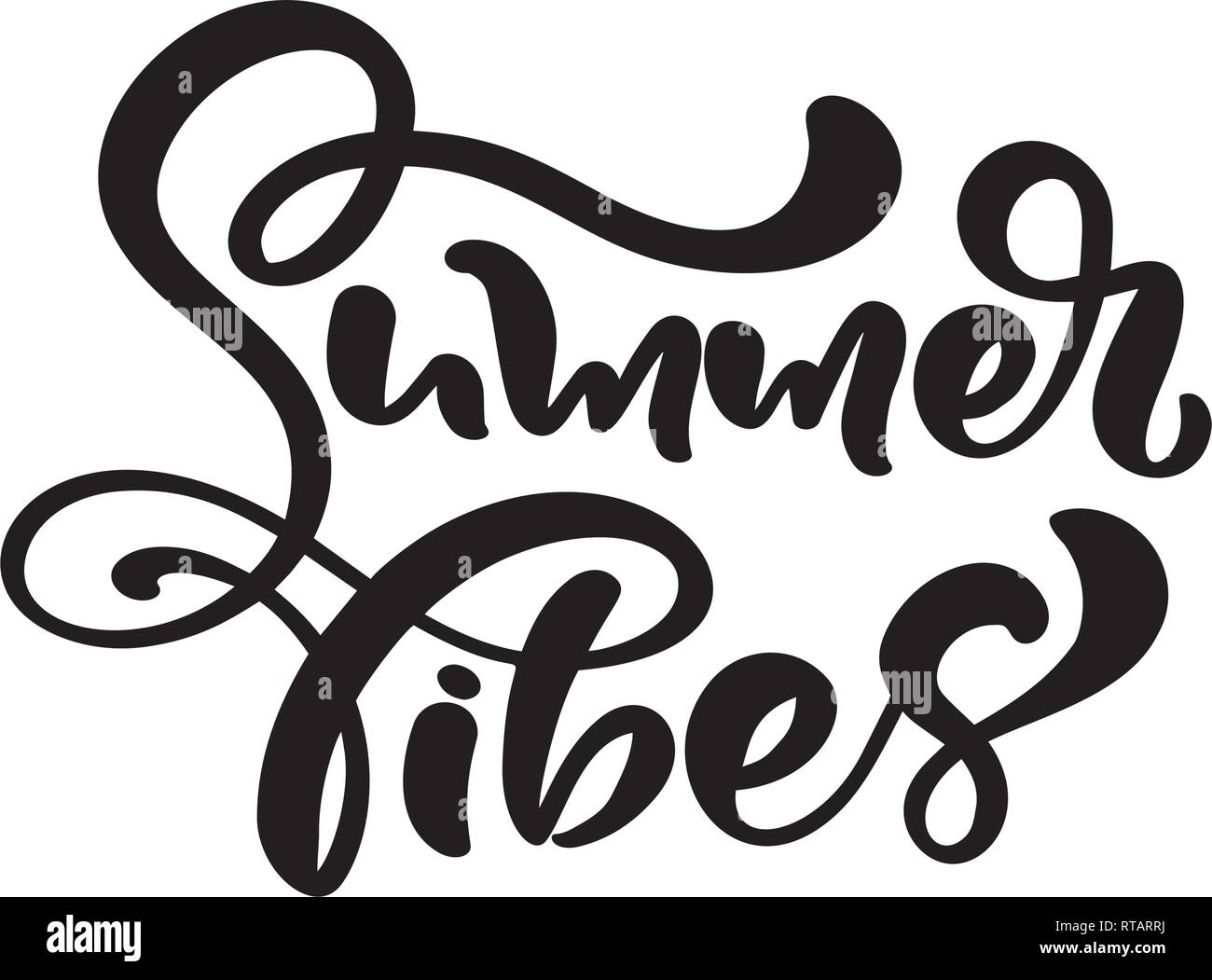 Calligraphy lettering phrase Summer vibes. Vector Hand Drawn Isolated ...