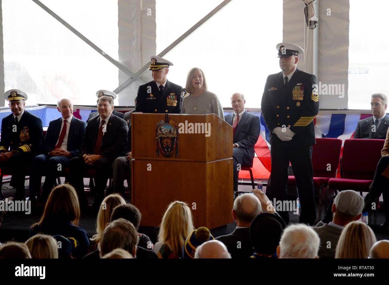 GROTON, Conn., (Feb. 2, 2019) Ship’s Sponsor Deanie Dempsey gives the ...