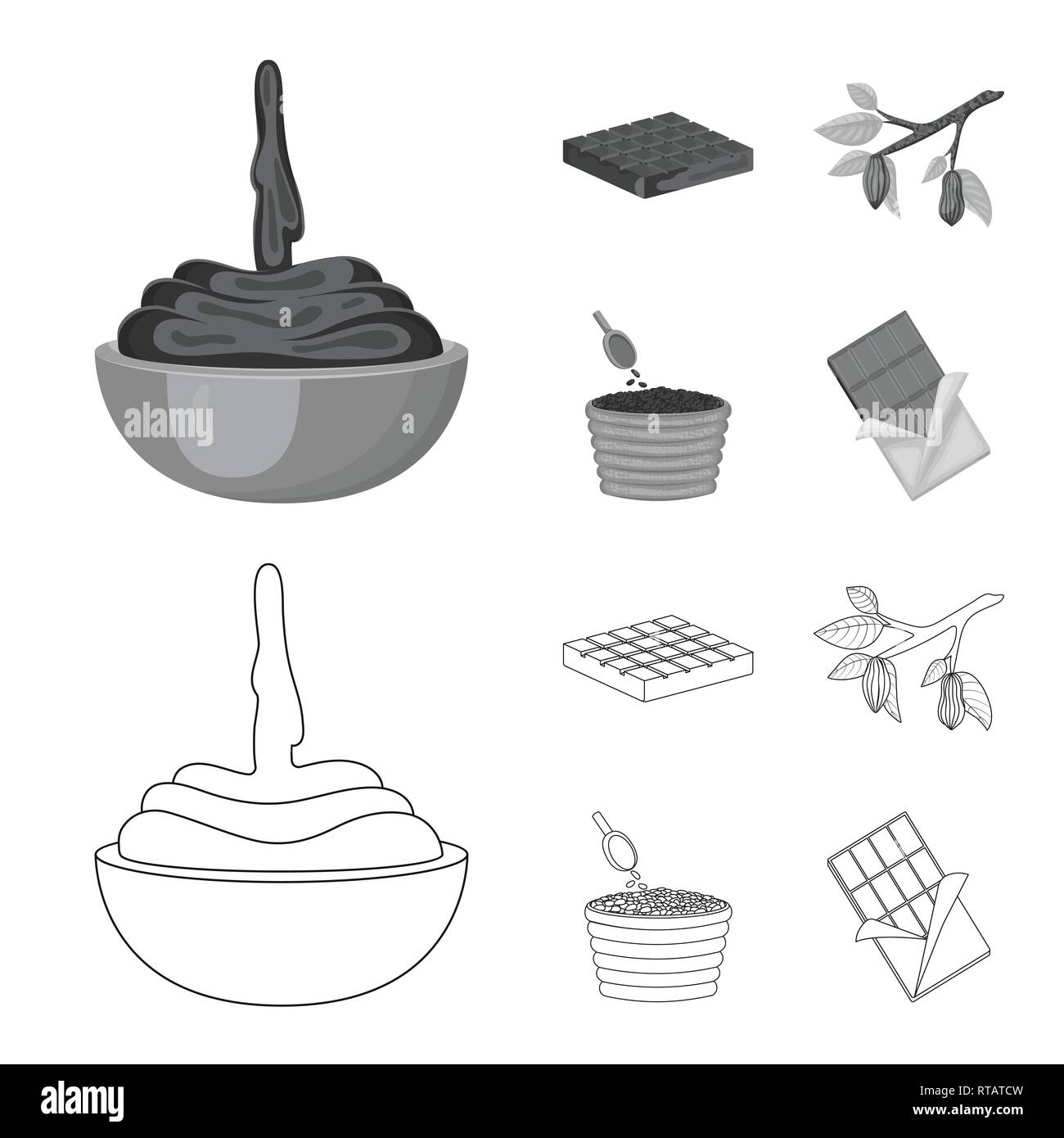 Vector illustration of food and yummy sign. Set of food and brown stock ...