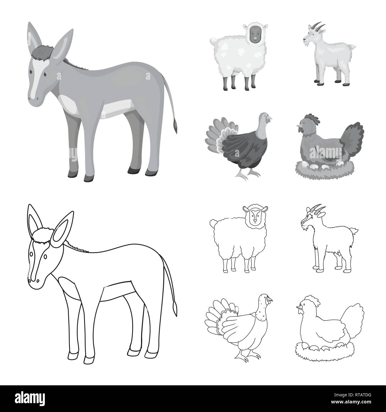 Vector illustration of breeding and kitchen symbol. Set of breeding and ...
