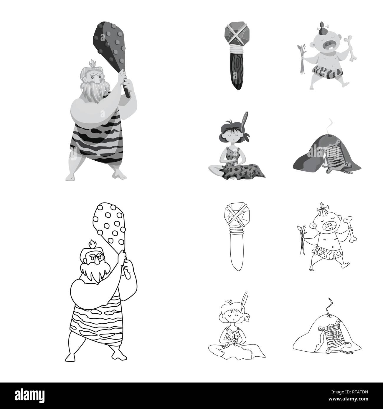 Vector illustration of evolution and prehistory icon. Set of evolution ...