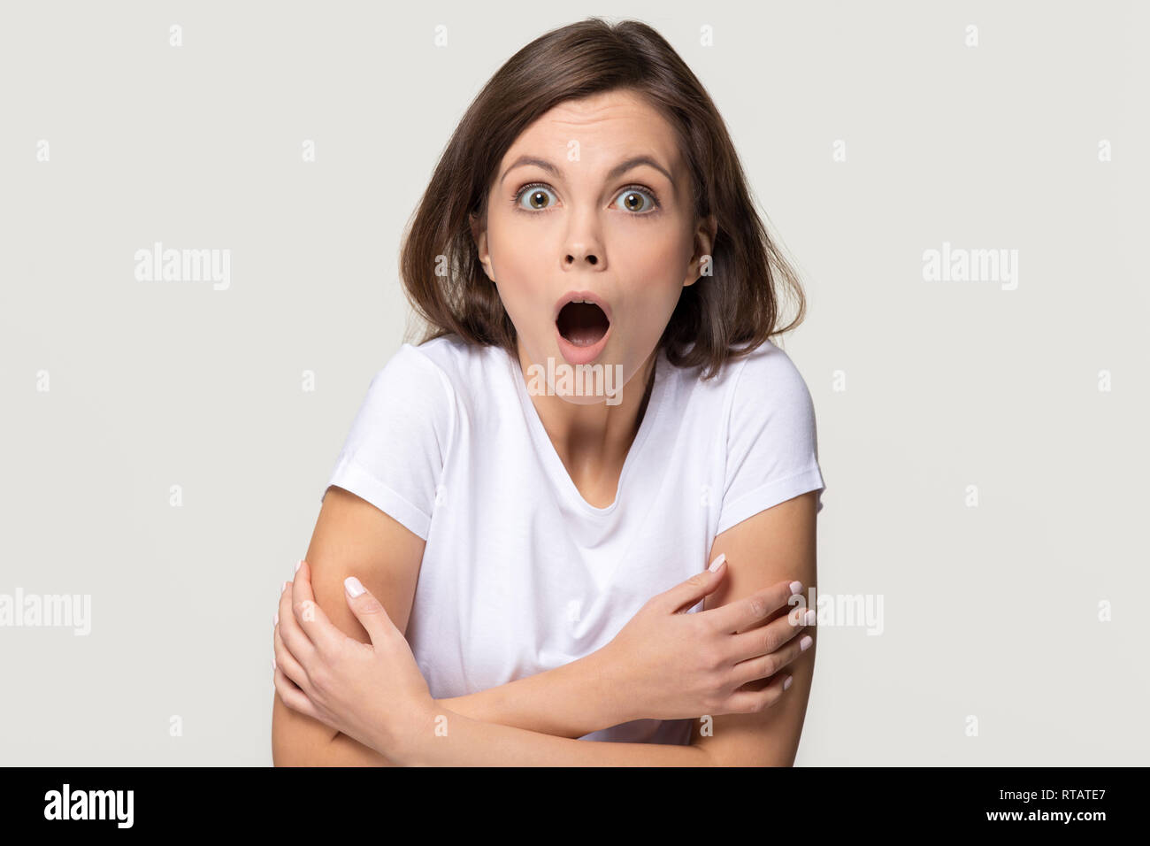 Screaming horrified woman hi-res stock photography and images - Alamy