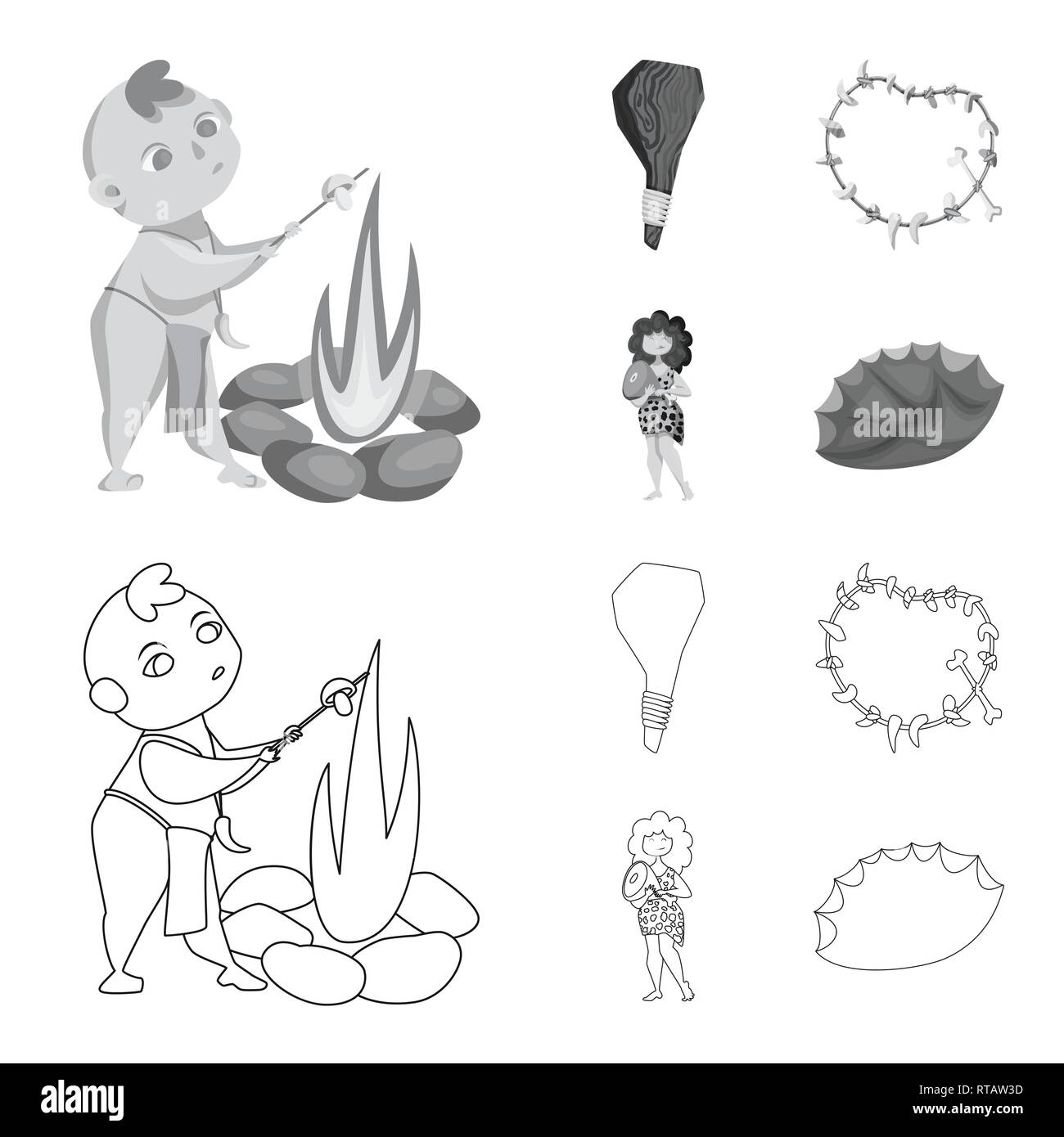 Vector illustration of evolution and prehistory sign. Set of evolution ...