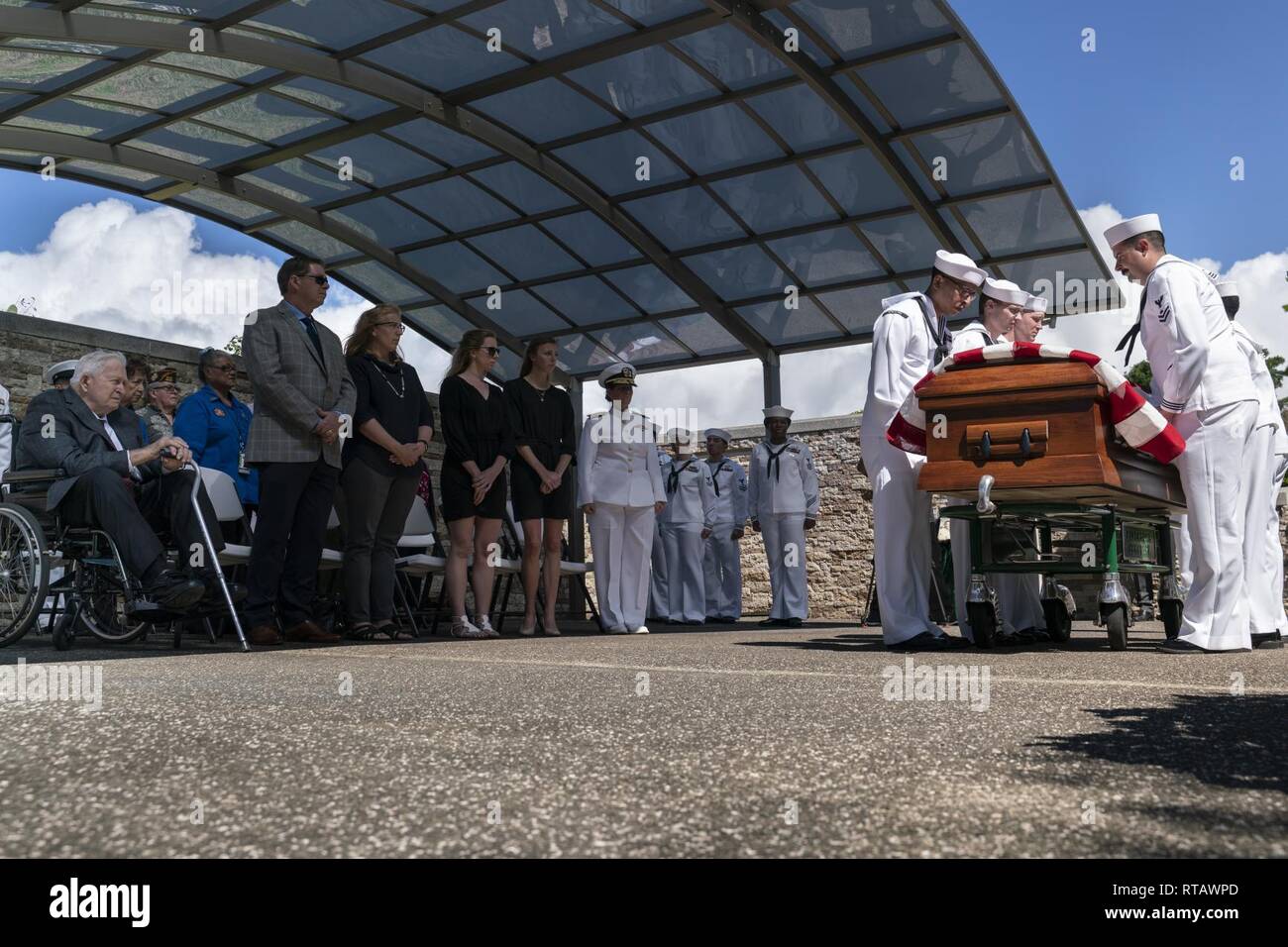 An honor guard detail, comprised of U.S. Sailors assigned to Navy ...