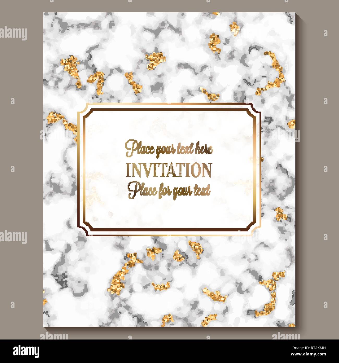 Luxury and elegant wedding invitation cards with marble texture and ...
