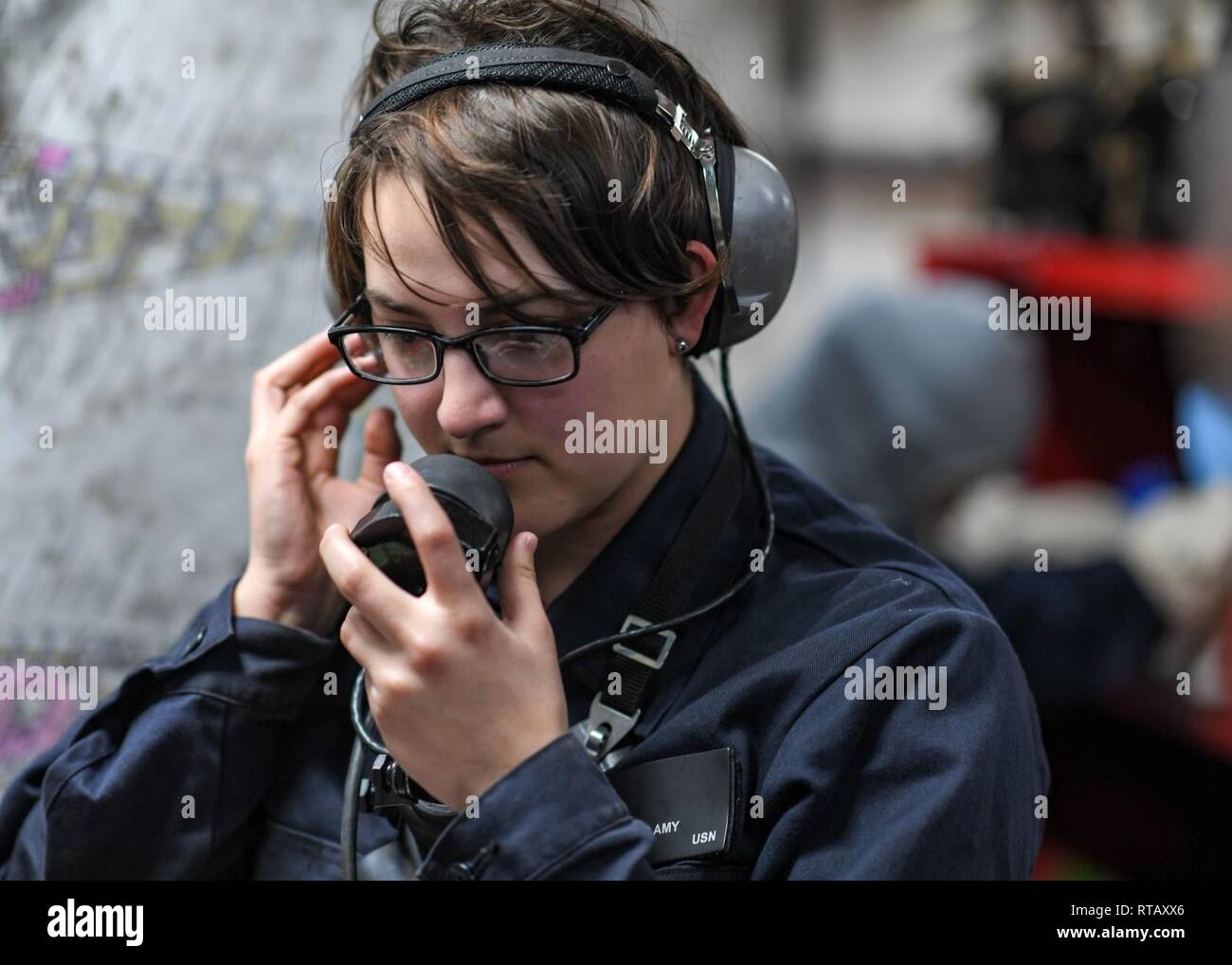 SAN DIEGO (Feb. 5, 2018) Seaman Amy Palumbo, from Chicago, uses a sound ...