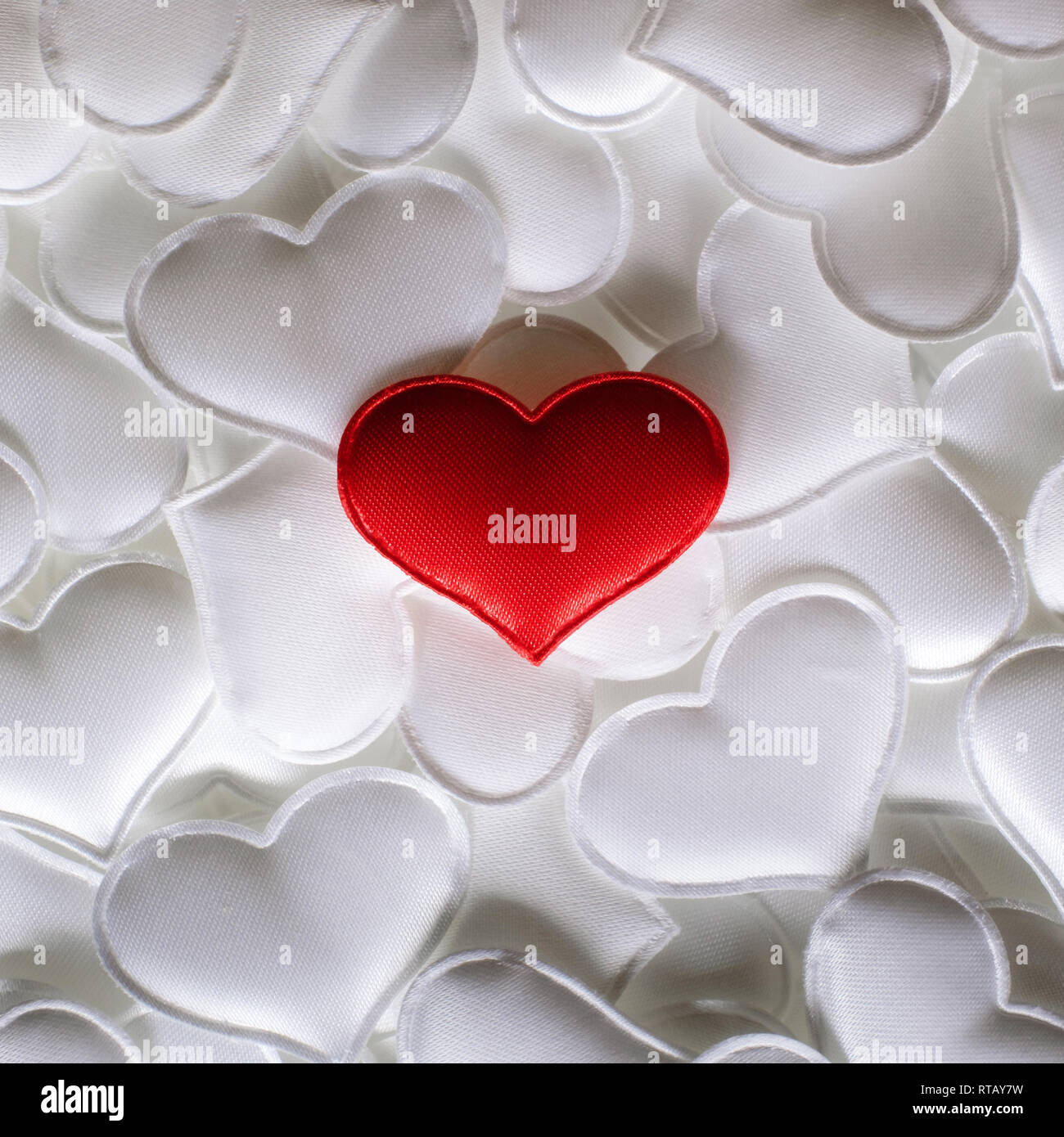 Red textile heart on white hearts background. Valentines day texture ...