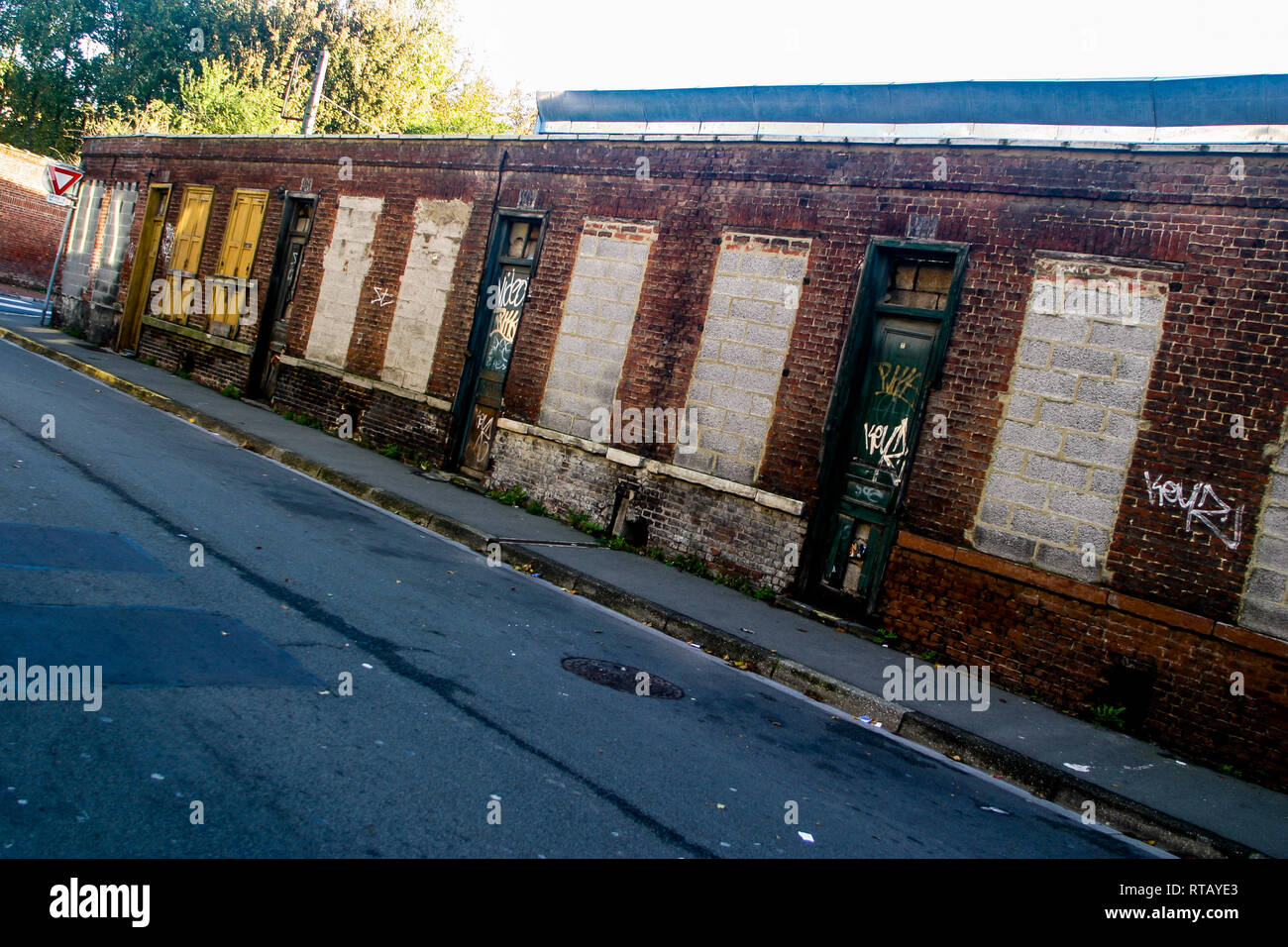 Rundown neighborhood waiting for urban renewal, Lille, Nord, France ...