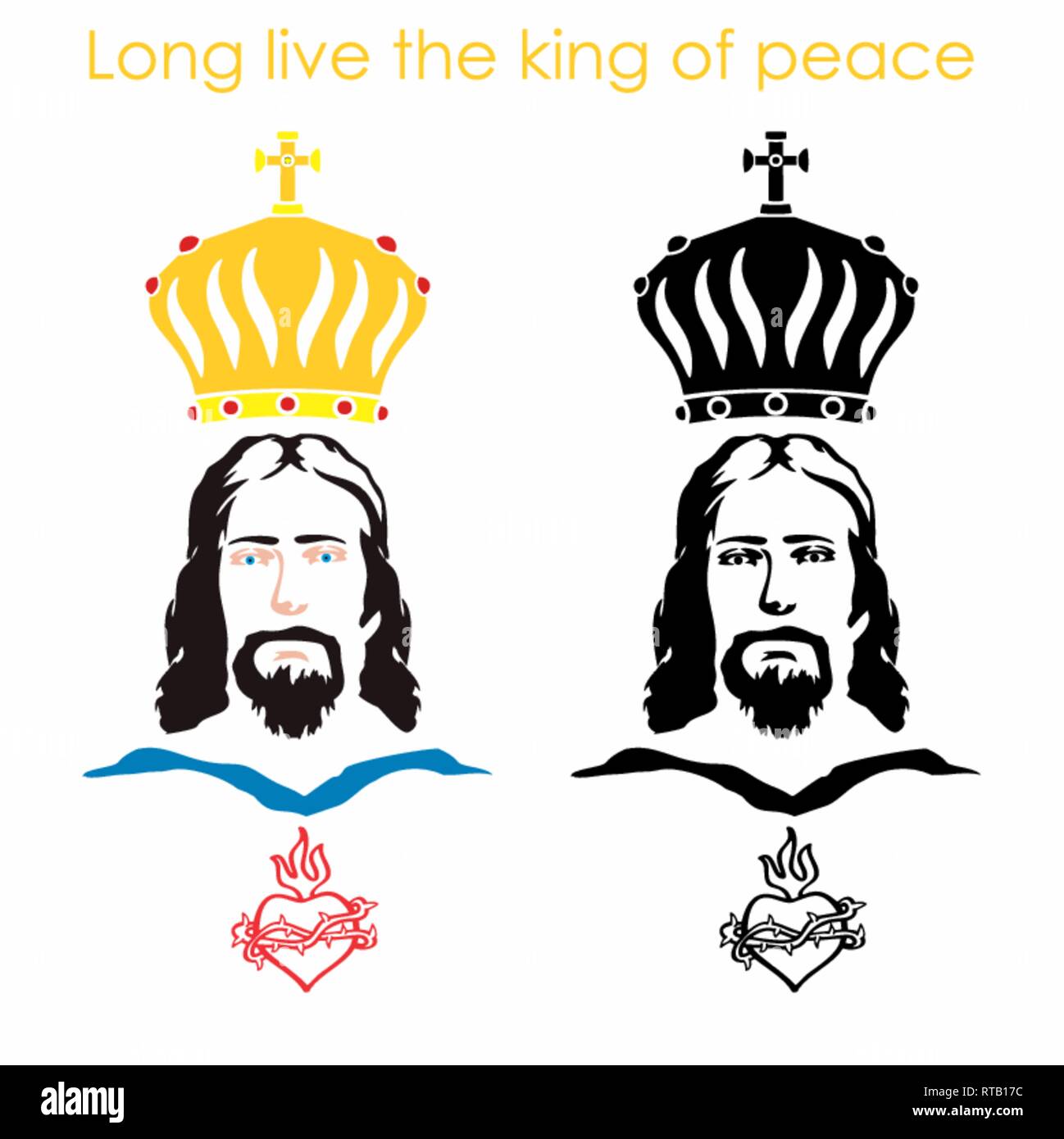 Jesus, heart and crown Stock Vector Image & Art - Alamy