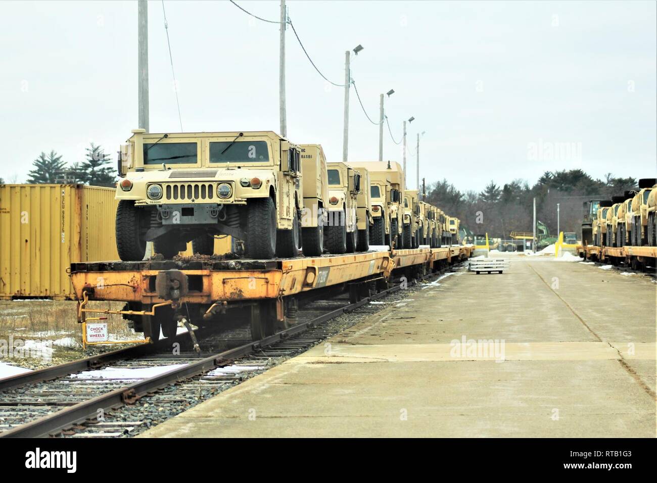 Military vehicles and equipment with the 389th Engineer Battalion is ...