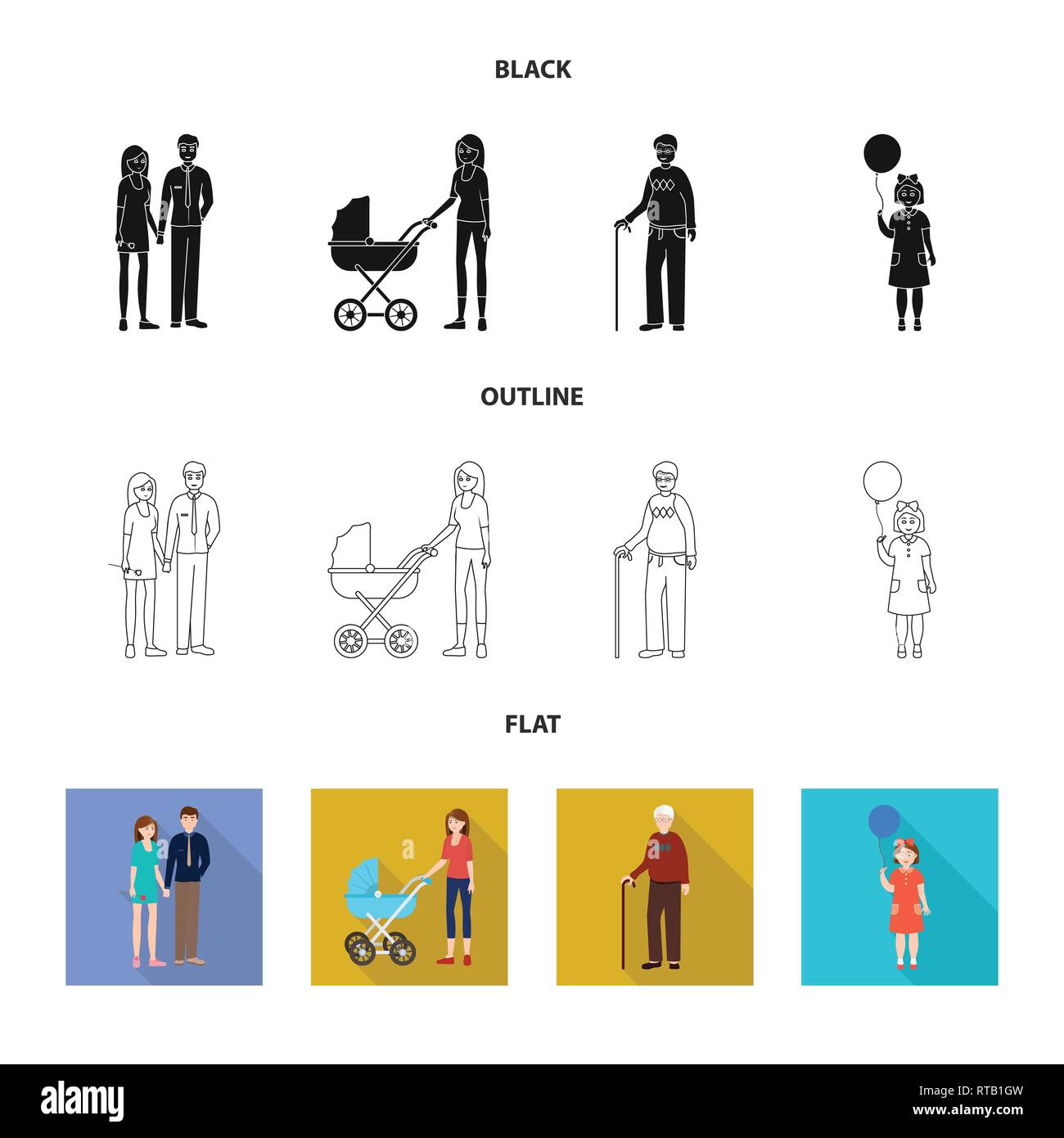 Vector illustration of character and avatar symbol. Set of character ...