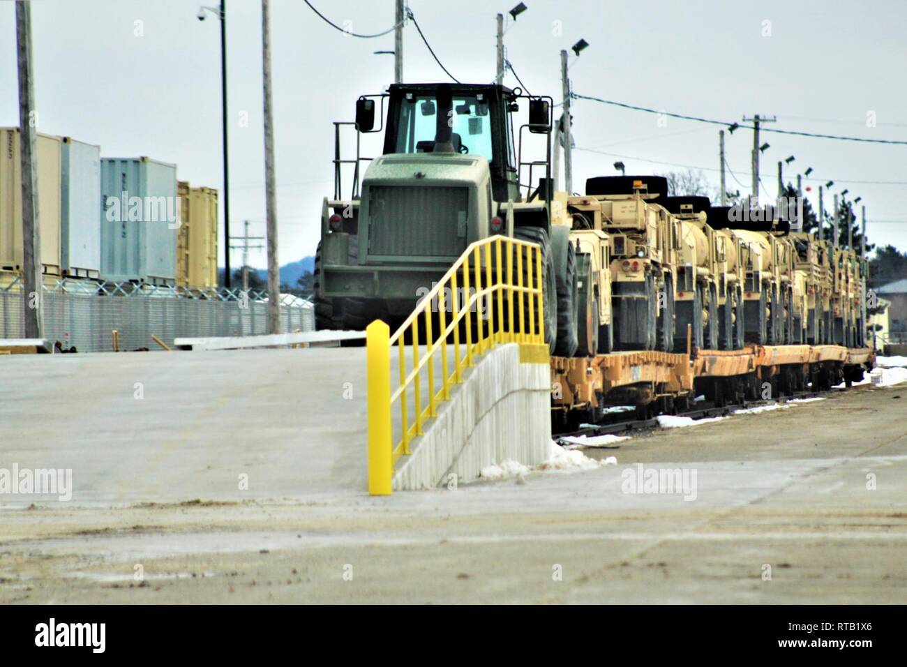 Military vehicles and equipment with the 389th Engineer Battalion is ...
