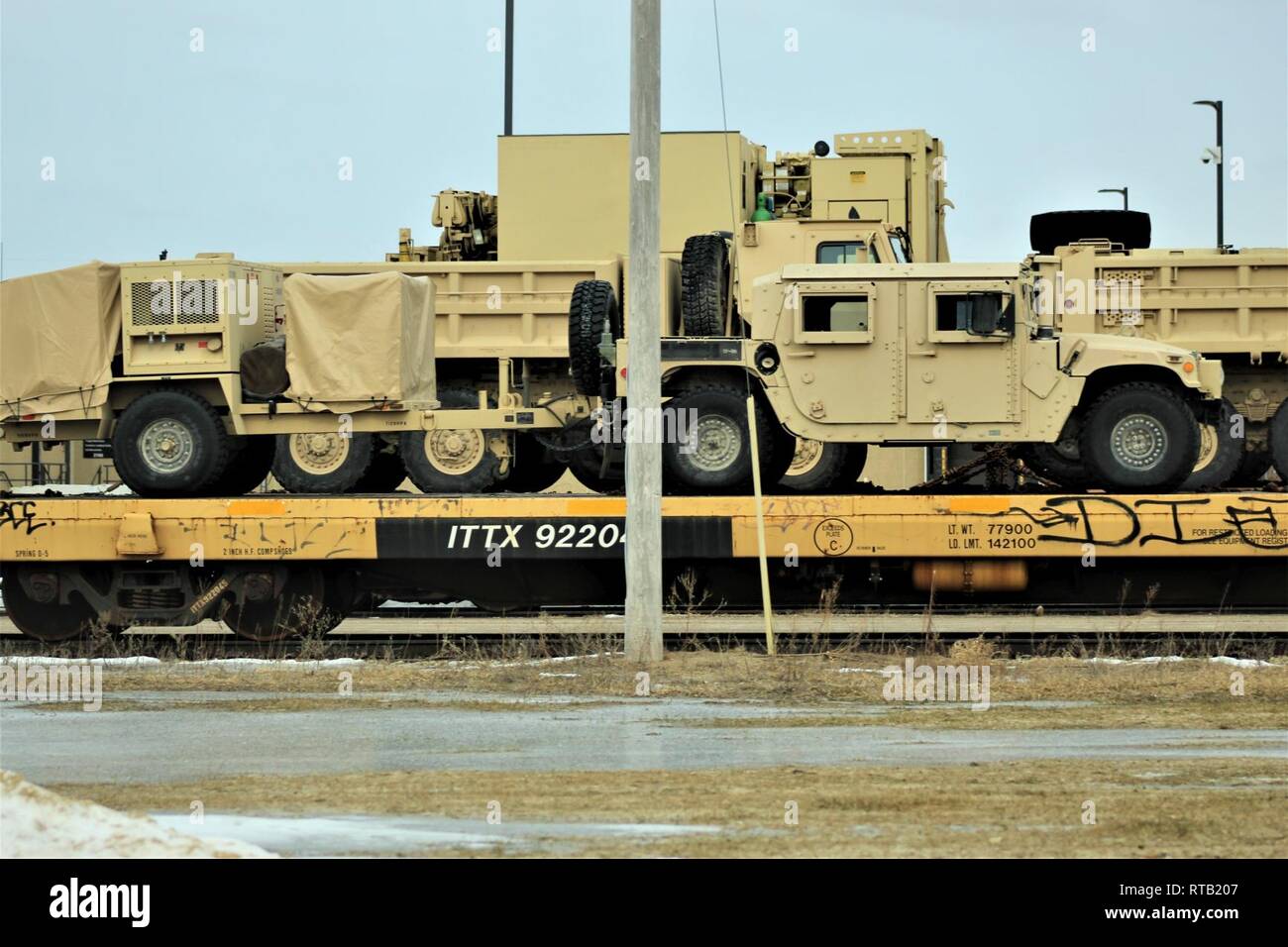 Military vehicles and equipment with the 389th Engineer Battalion is ...