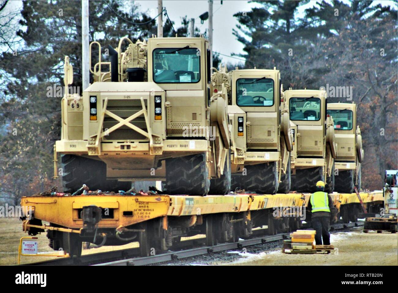 Military vehicles and equipment with the 389th Engineer Battalion is ...