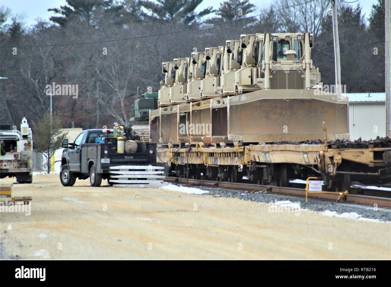 Military vehicles and equipment with the 389th Engineer Battalion is ...