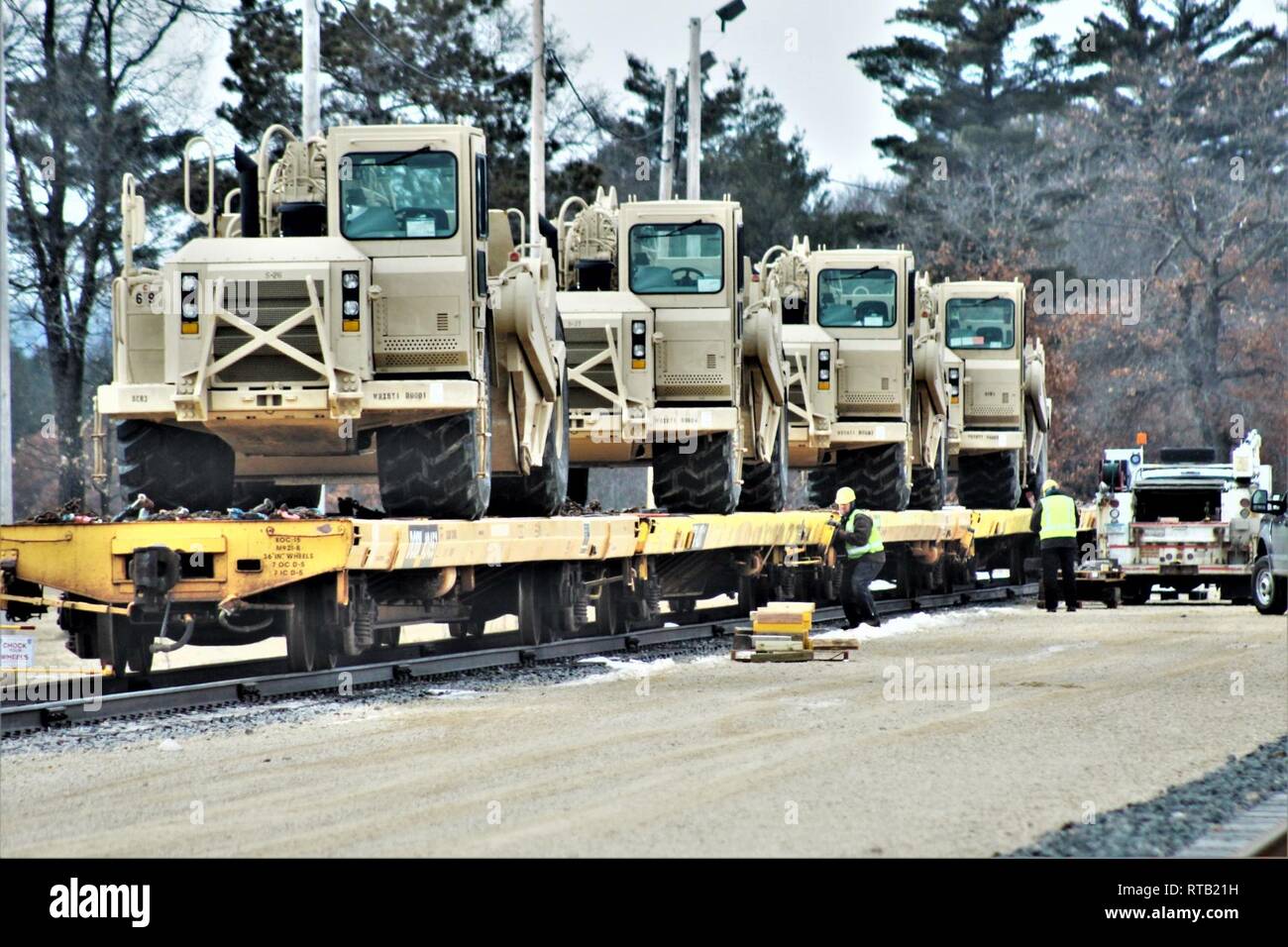 Military vehicles and equipment with the 389th Engineer Battalion is ...