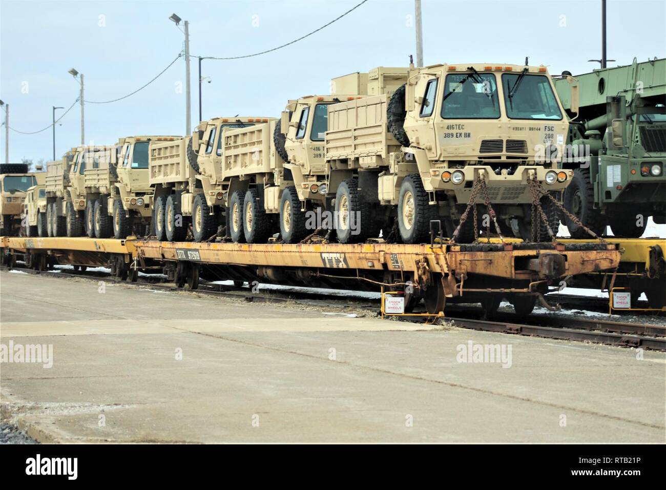 Military vehicles and equipment with the 389th Engineer Battalion is ...