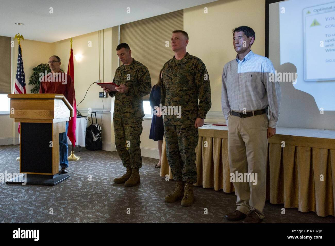 U.S. Marines Sgt. Maj. Roger F. Griffith, left, sergeant major, and Col ...