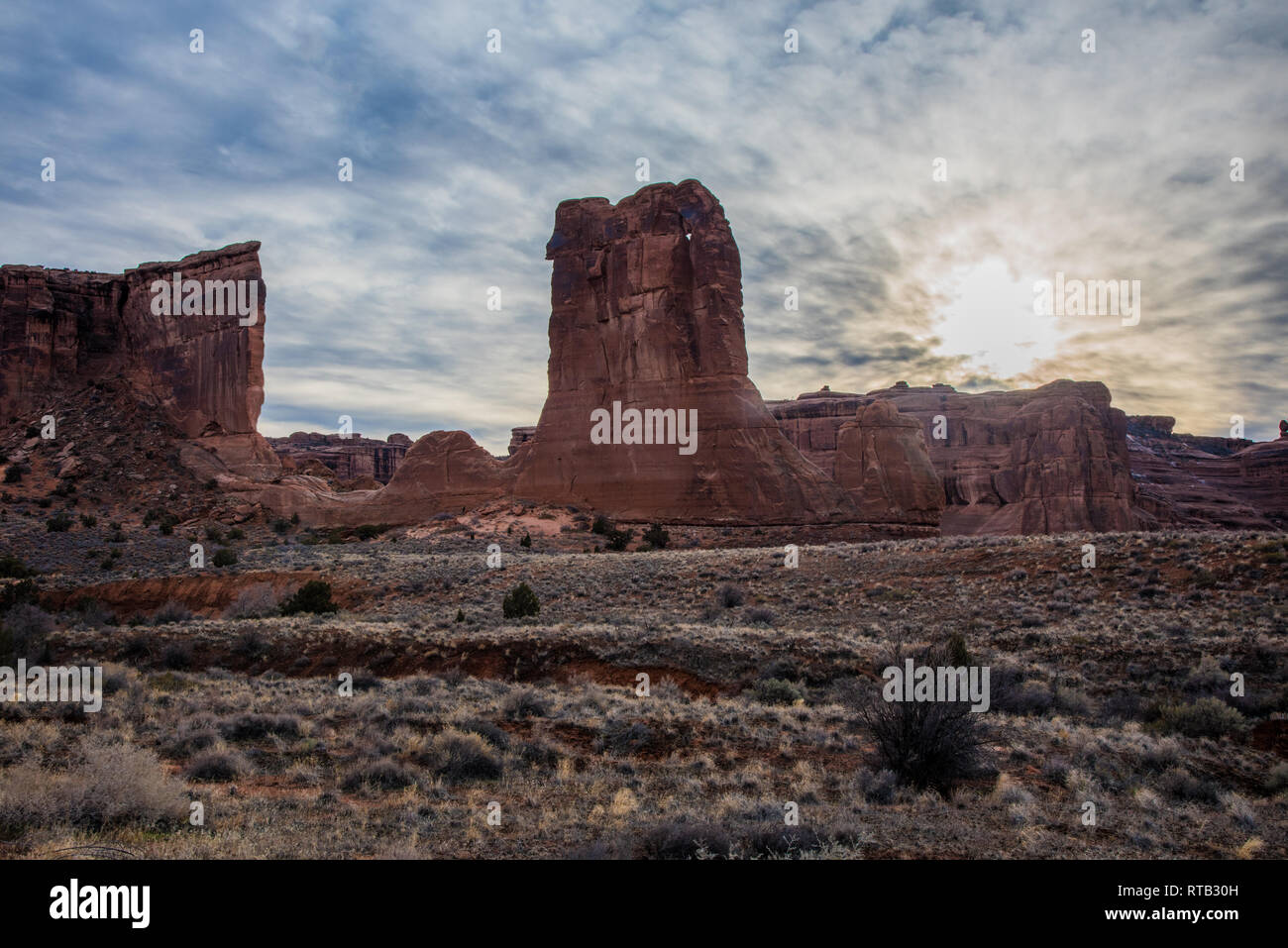 Arches and rock formations in Arches National Park, Utah Stock Photo ...