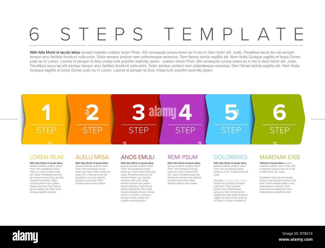 One two three four five six - vector progress steps template with ...
