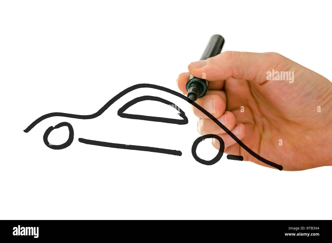 Male hand drawing car on a virtual whiteboard Stock Photo - Alamy