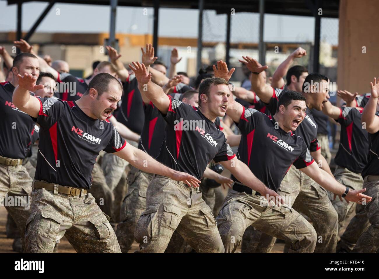 New Zealand Defence Force members perform the NZDF haka during the ...