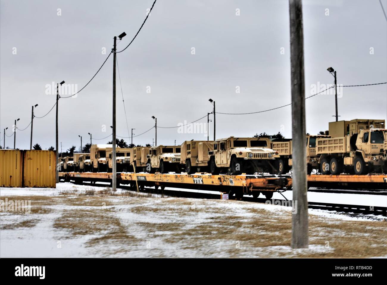 Military vehicles and equipment with the 389th Engineer Battalion is ...