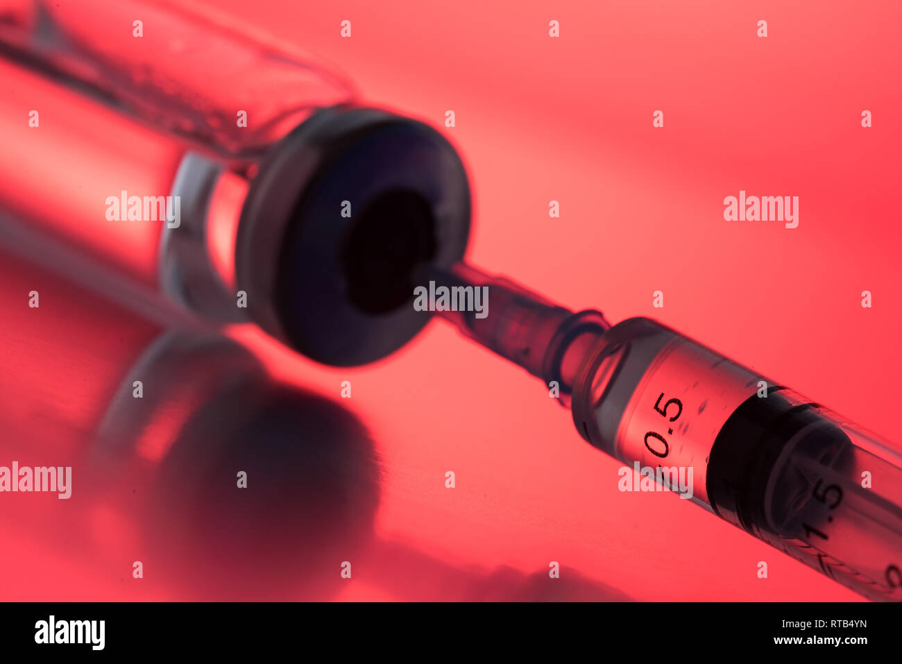 Glass bottles with vaccine and syringe for injection Stock Photo - Alamy