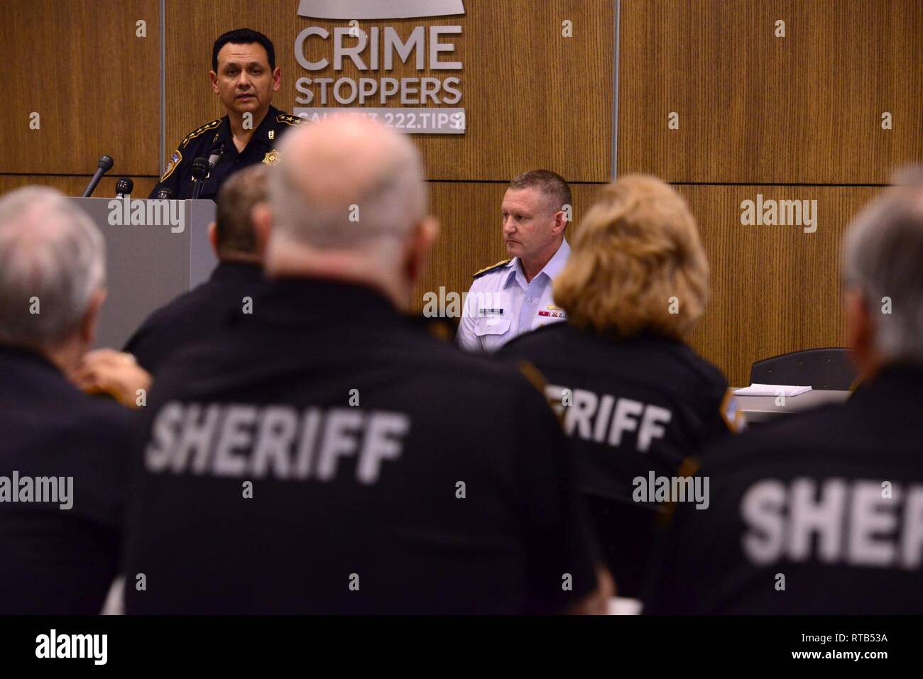 Sheriff Ed Gonzalez, Harris County Sheriff, addresses the audience ...