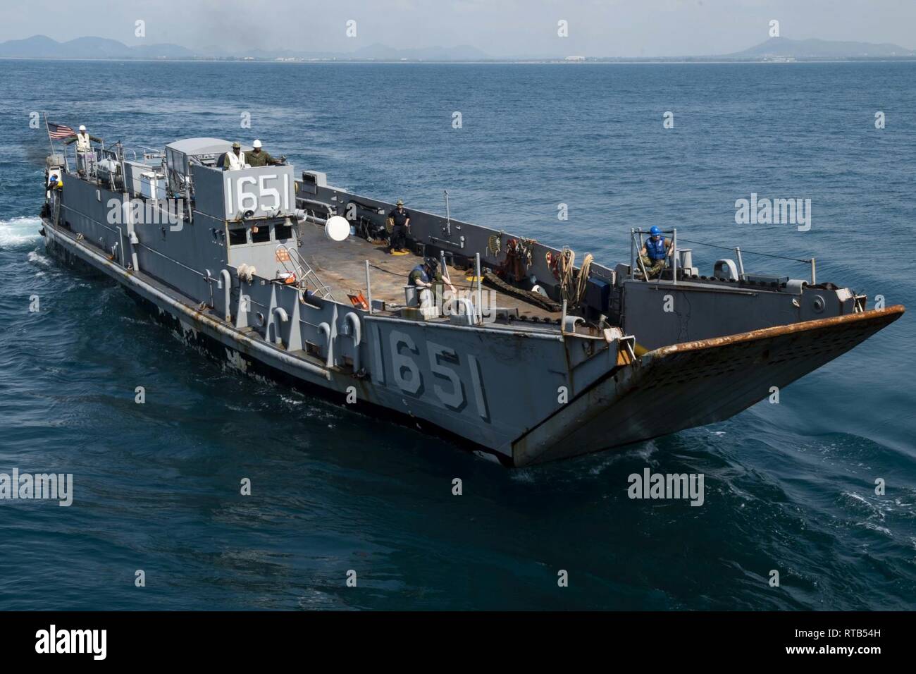 GULF OF THAILAND (Feb. 7, 2019) – Landing craft utility (LCU) 1651, assigned to Naval Beach Unit ...