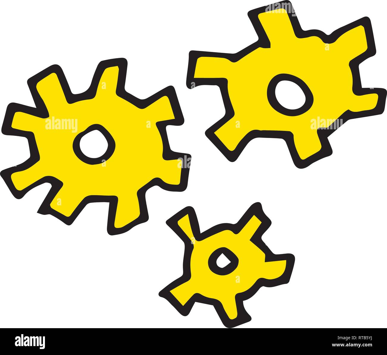 Creative vector hand drawing of gear wheels isolated on white Stock ...