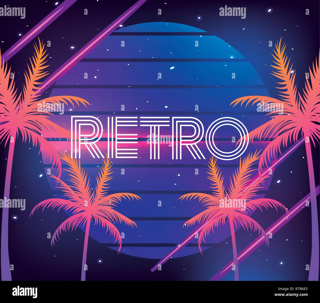 retro neon palms and geometric graphic Stock Vector Image & Art - Alamy