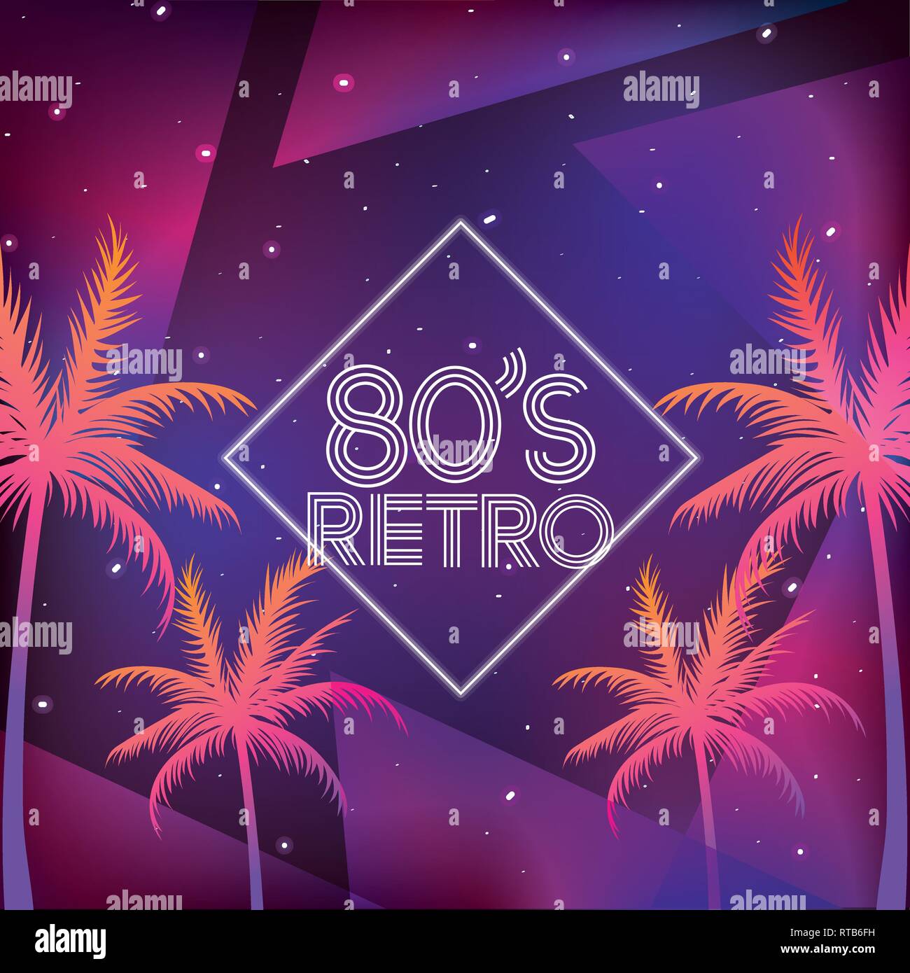 retro neon galaxy with palms background Stock Vector Image & Art - Alamy