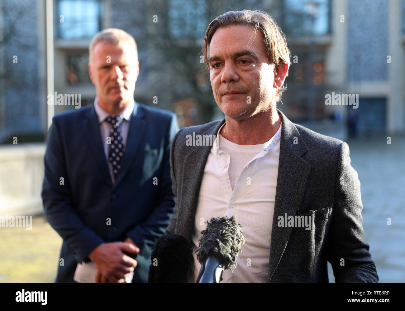 Actor John Michie speaking outside Winchester Crown Court after Ceon ...