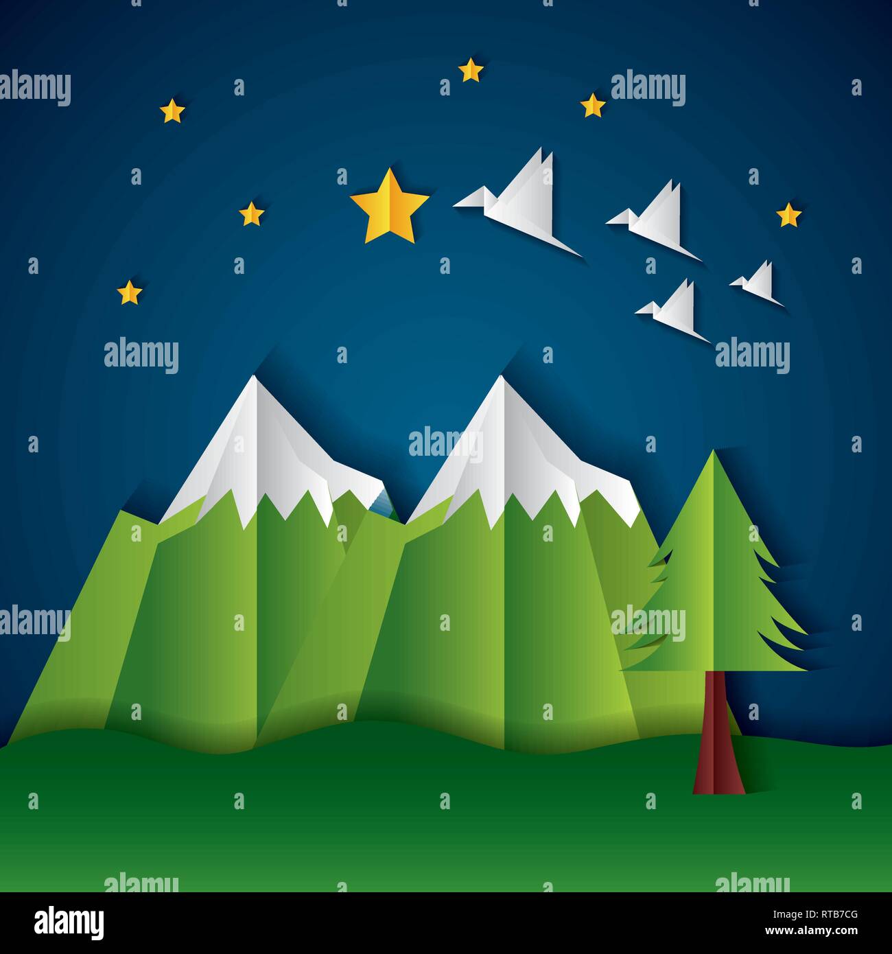 paper origami landscape Stock Vector Image & Art - Alamy