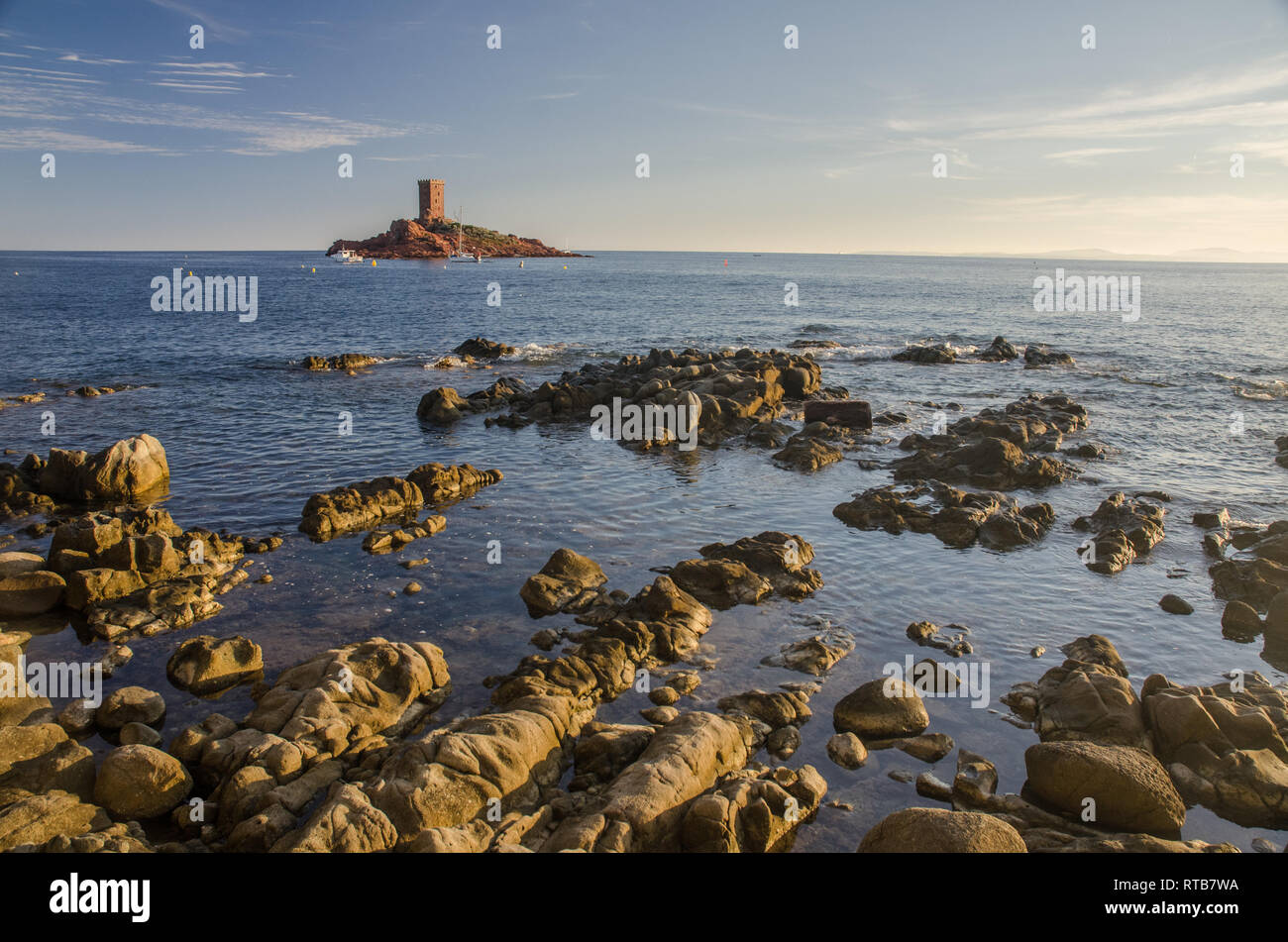 island and tower d'Or (golden tower) near Dramont, provence, france ...